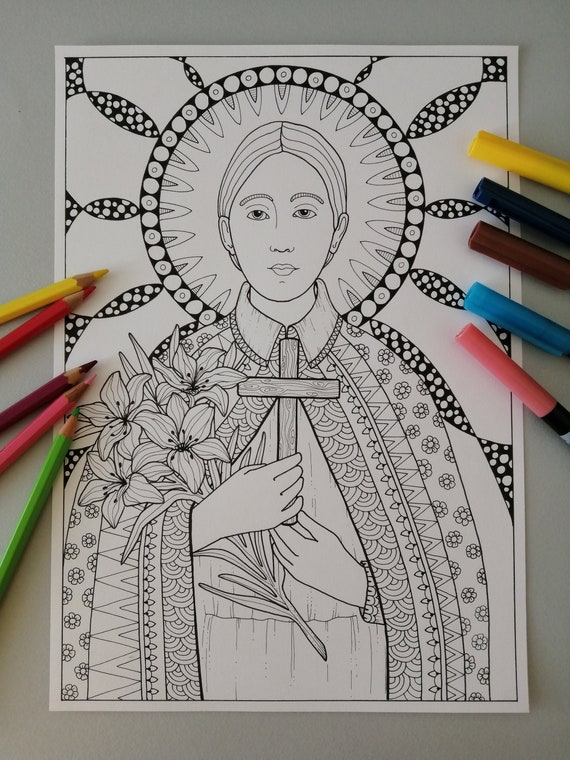 Santa Gemma Galgani Catholic Coloring Page Catholic Saints - Etsy