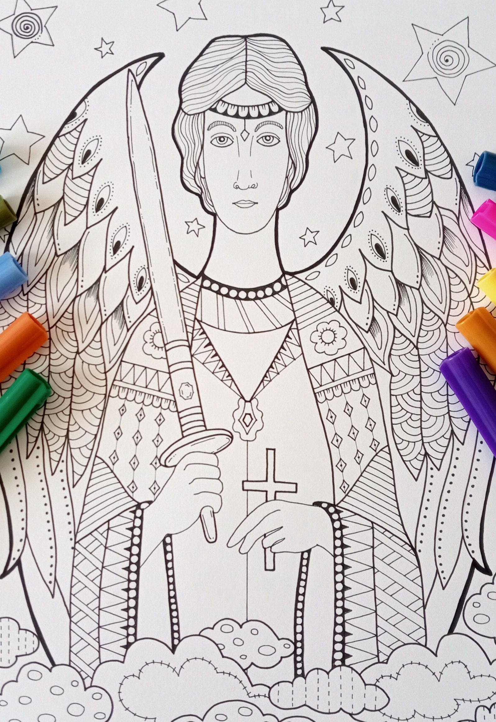 Instant Download. Archangel Raphael. Printable Coloring Page. PDF+JPG ...
