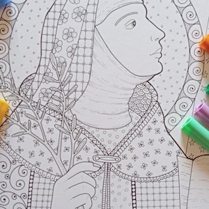 Saint Clare of Assisi| Coloring Page for Adults| Printable| Catholic ...