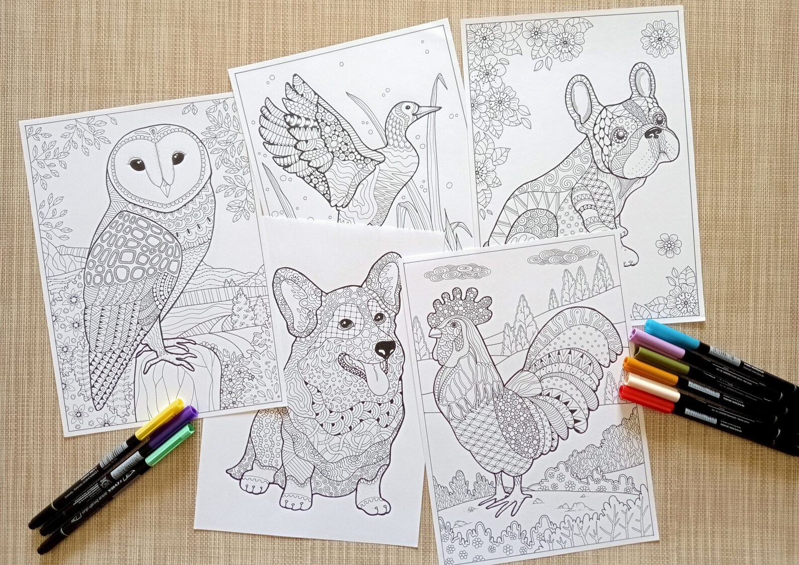 50 ANIMALS Coloring Pages. Digital Download From Bibartworkshop - Etsy