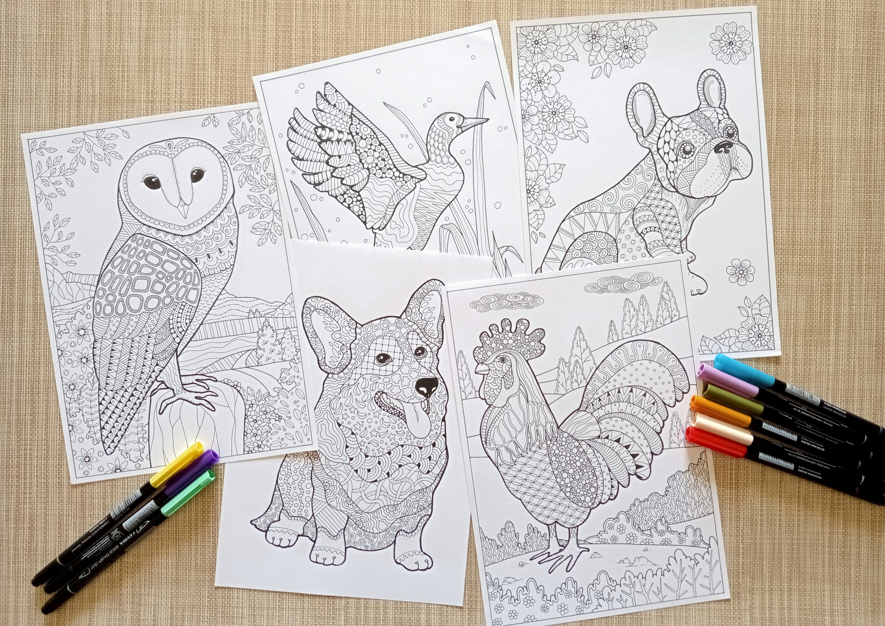 50 ANIMALS Coloring Pages. Digital Download From Bibartworkshop - Etsy