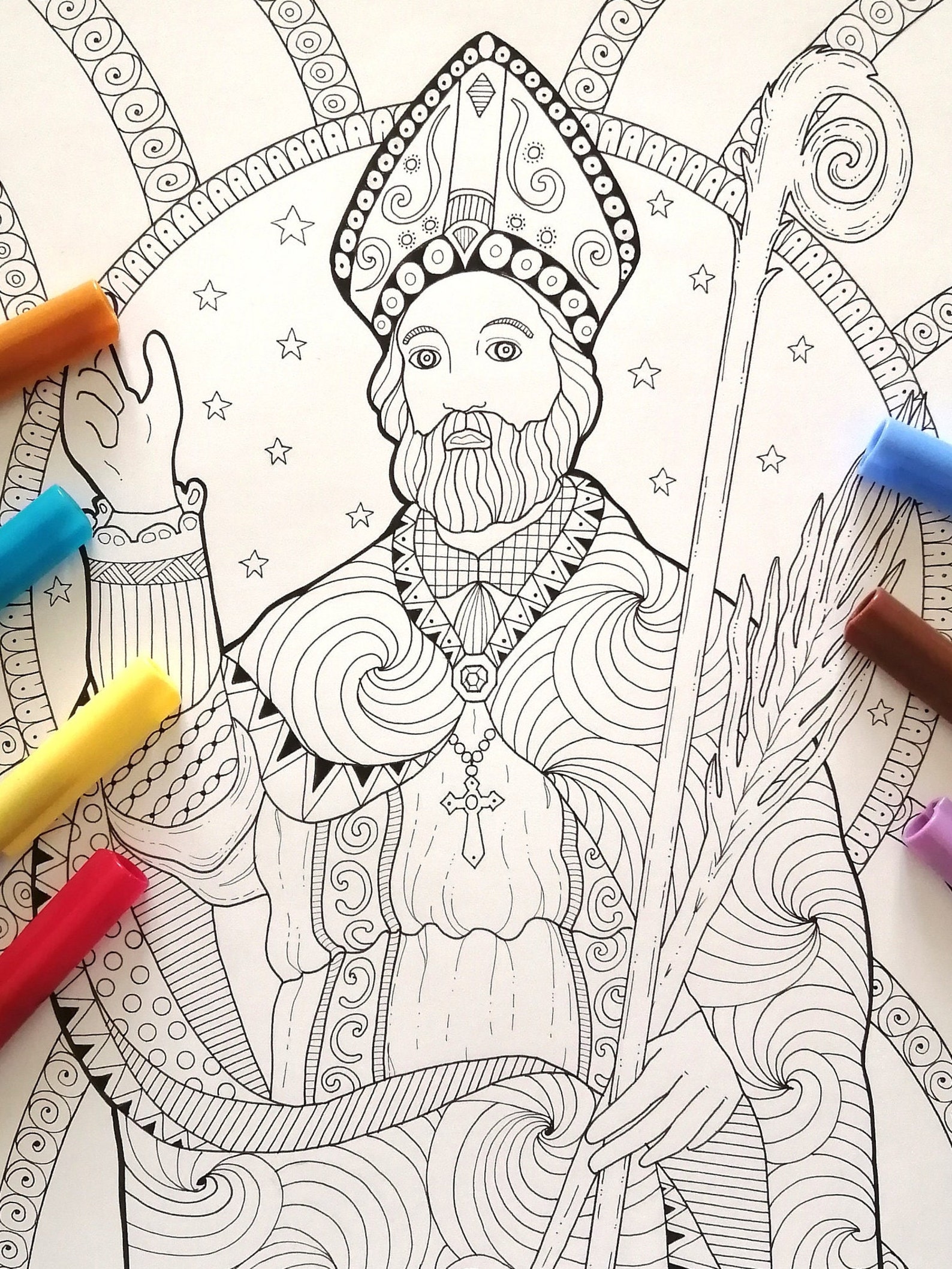 Saint Valentine. Printable Coloring Page for Adults. PDF-JPG - Etsy