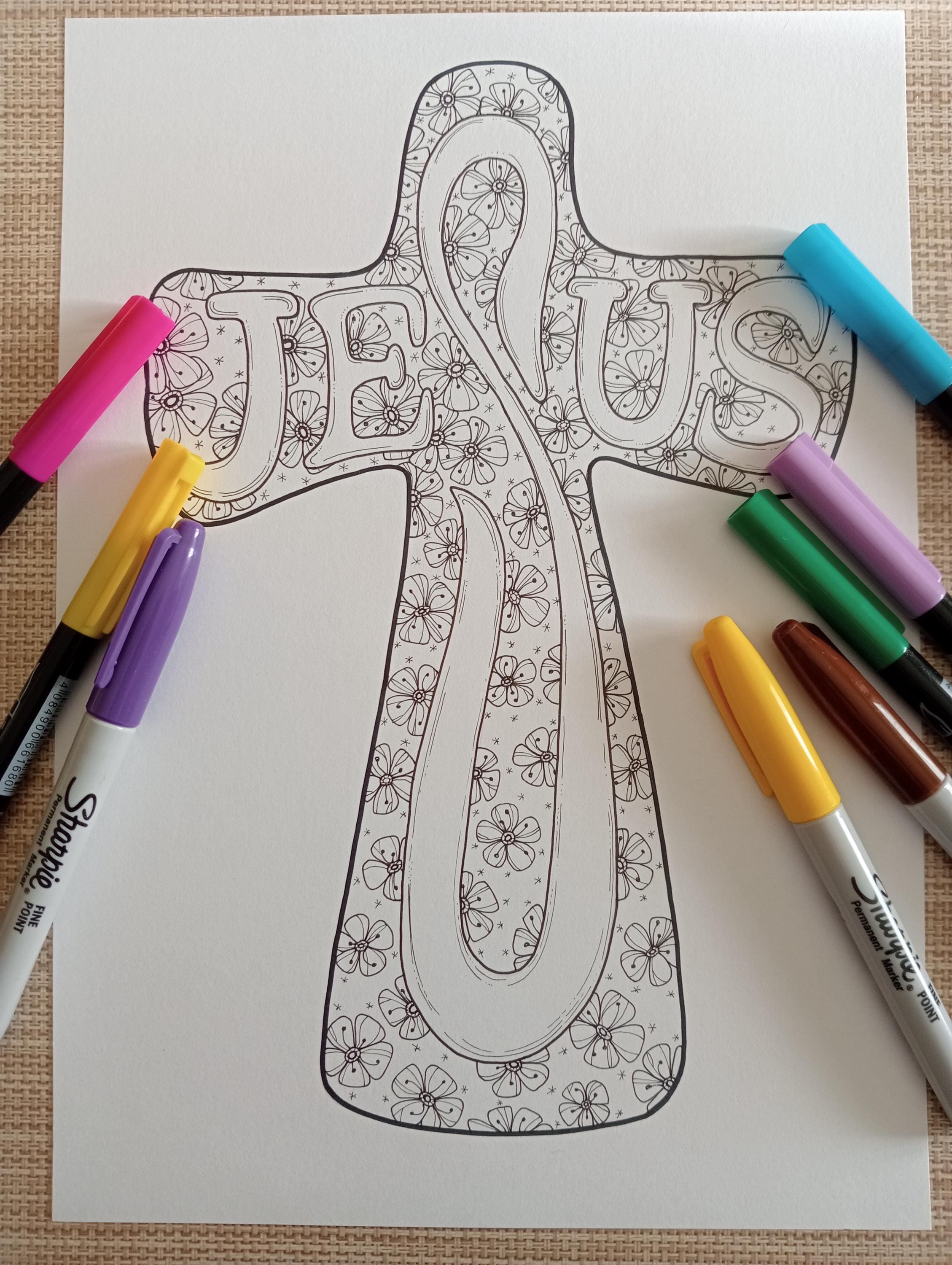 Cross of Faith. Printable Coloring Page for Adults. Instant Download - Etsy