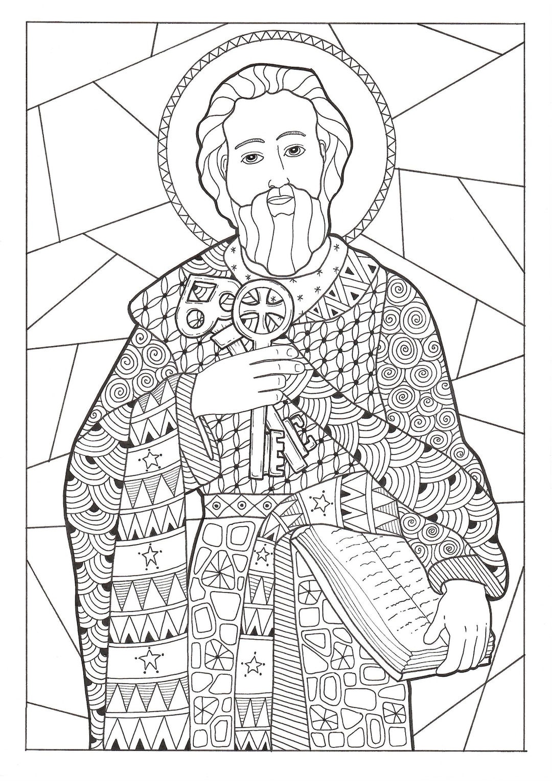 St. Peter. Catholic Art. Coloring Page for Adults and Children ...