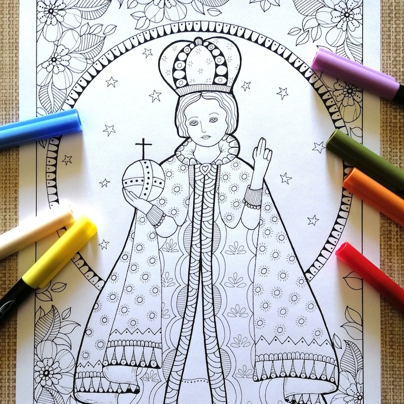 Infant Jesus of Prague.printable Coloring Page for Fun. PDF JPG - Etsy