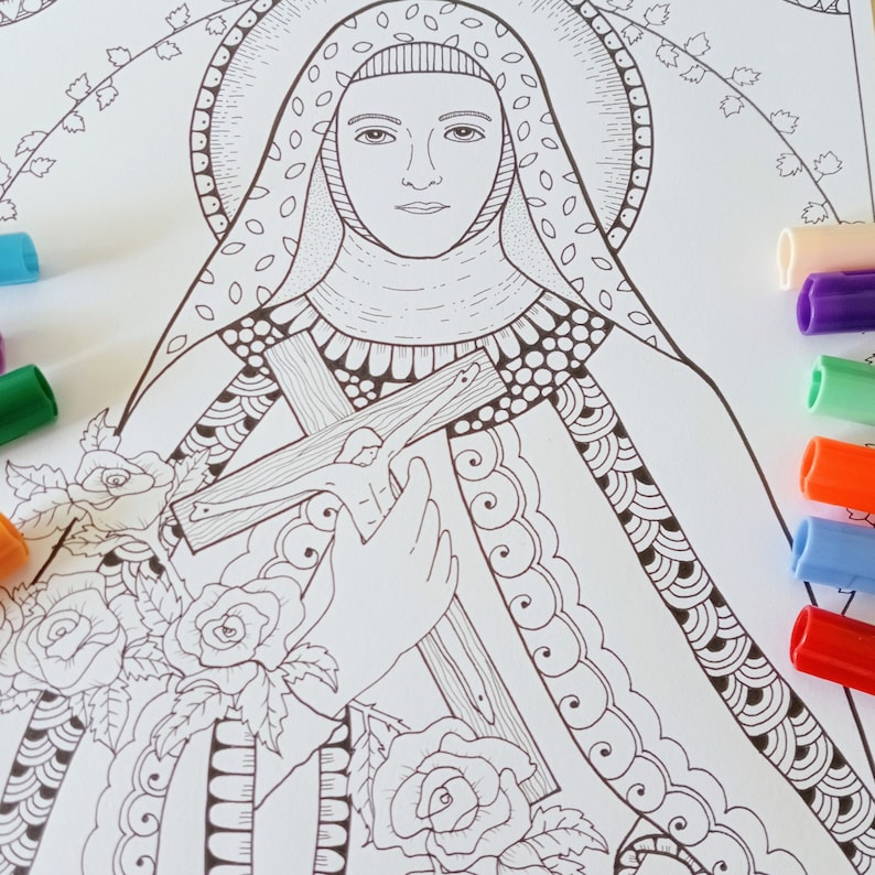 Saint Therese of Lisieux. Printable Coloring Page. PDF - Etsy