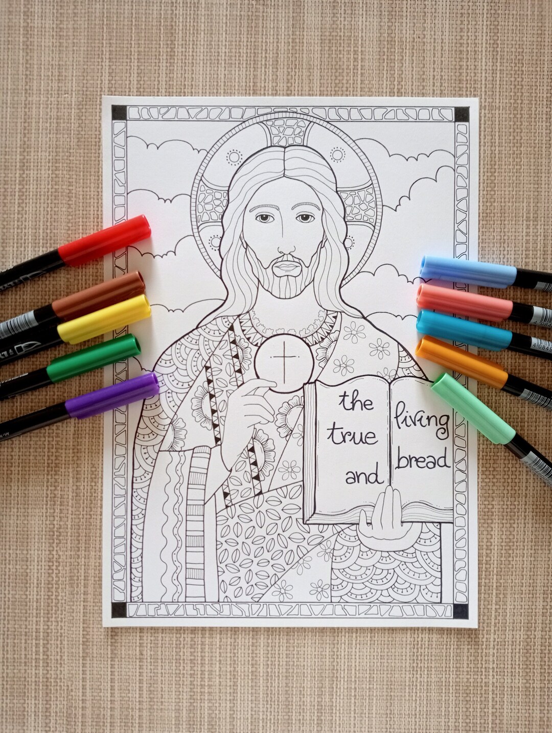 Eucharistic Jesus. Coloring Pages. PDF JPEG From Bibartworkshop - Etsy