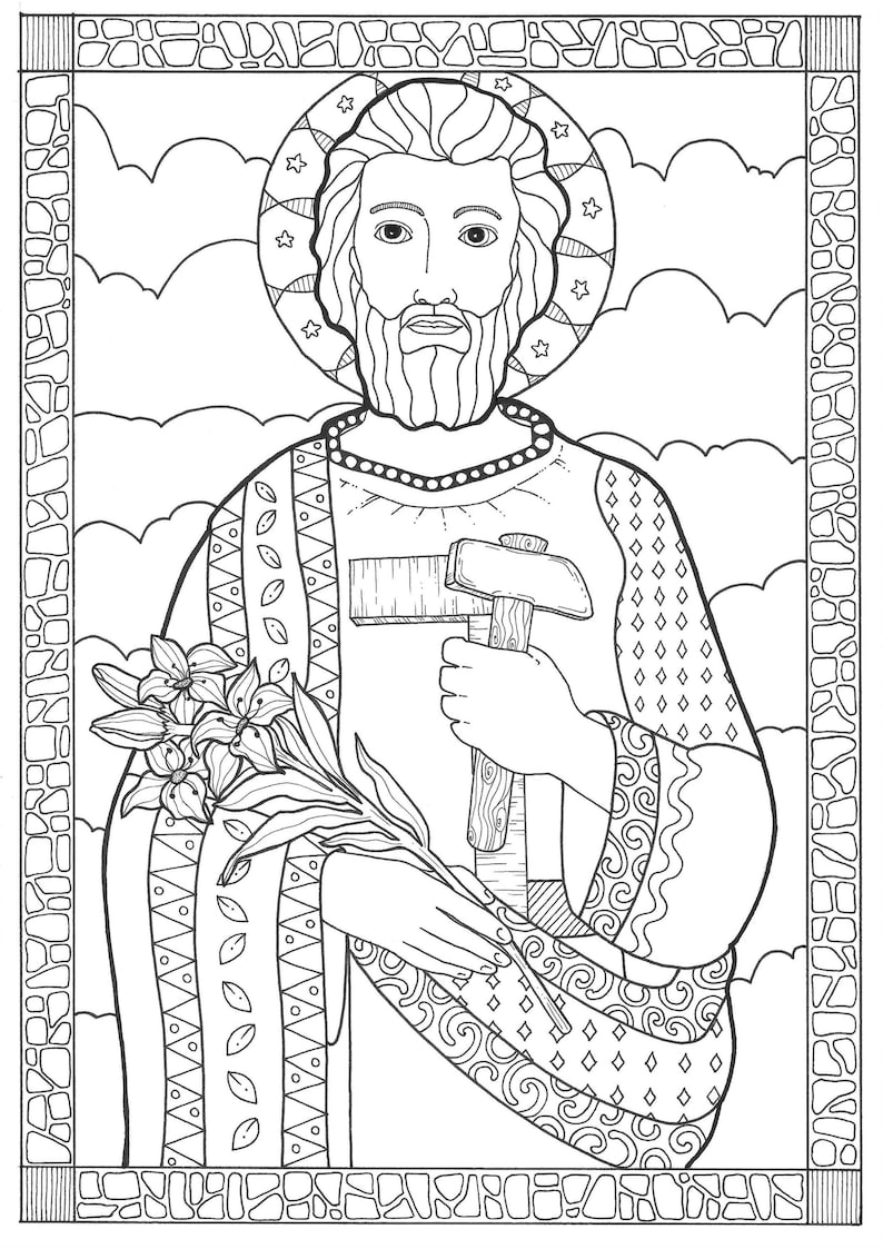 Saint Joseph. PDF. Printable Coloring Page. Instant Download - Etsy
