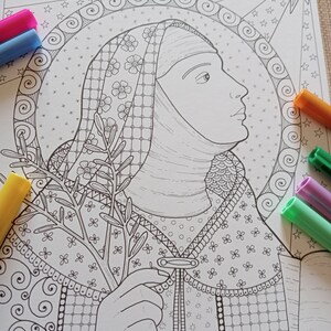 Saint Clare of Assisi| Coloring Page for Adult| Printable| Catholic ...