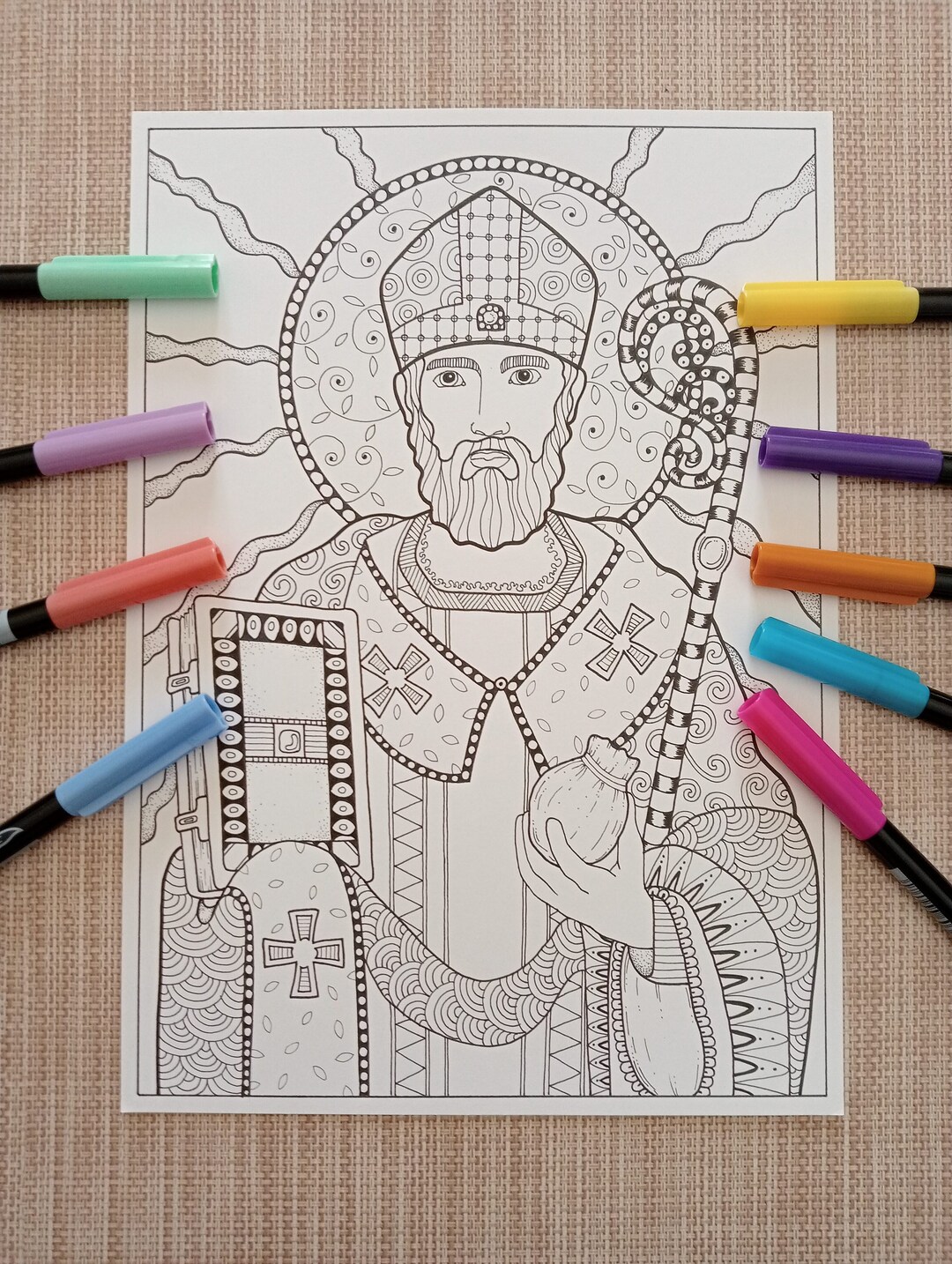 Saint Nicholas. Printable Coloring Page. Digital PDF JPG - Etsy