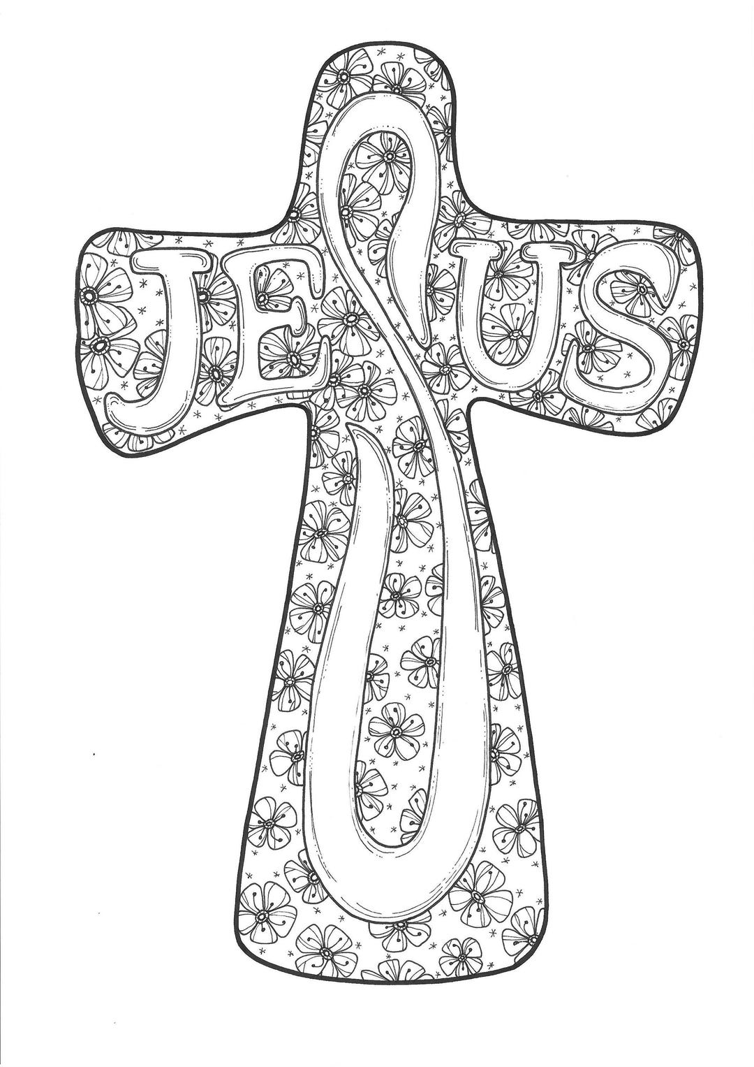 Cross of Faith. Printable Coloring Page for Adults. Instant Download - Etsy