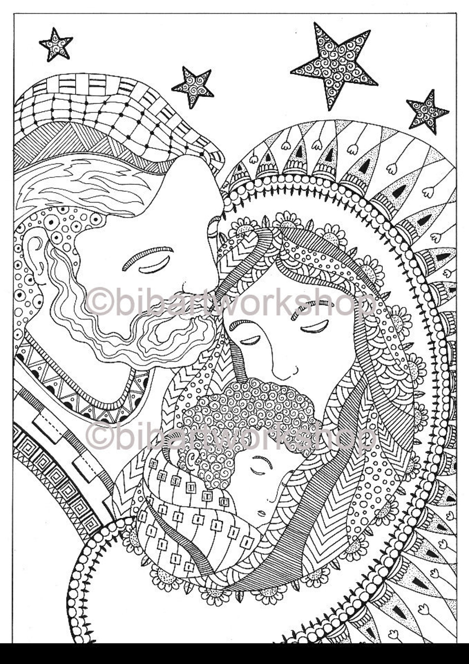 Holy Family. Printable Coloring Page. Instant Download - Etsy