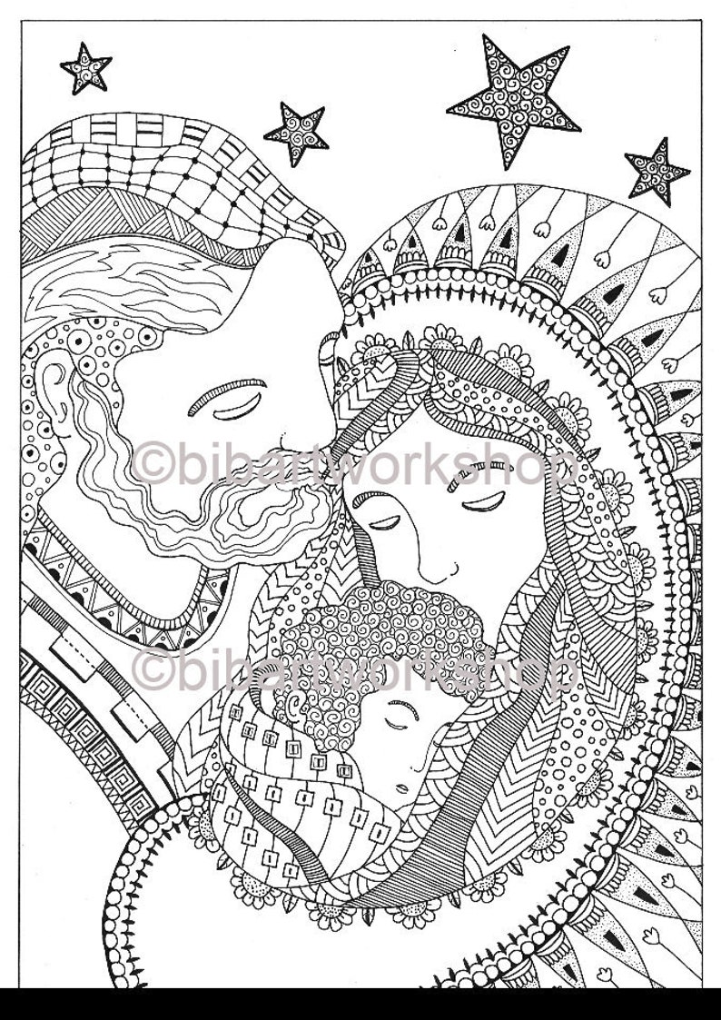 Holy Family. Printable Coloring Page. Instant Download - Etsy