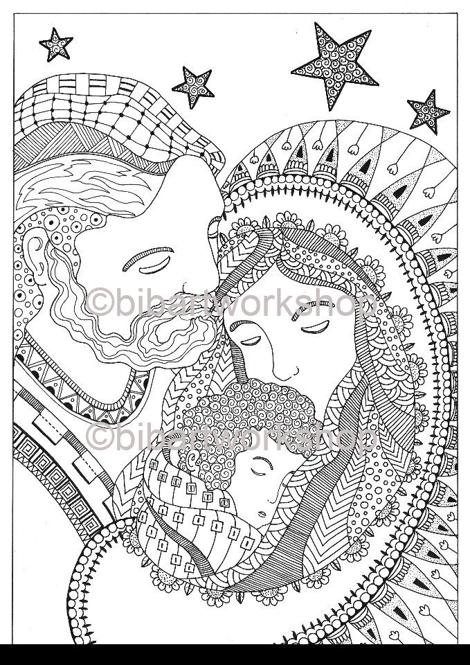 Holy Family. Printable Coloring Page. Instant Download - Etsy