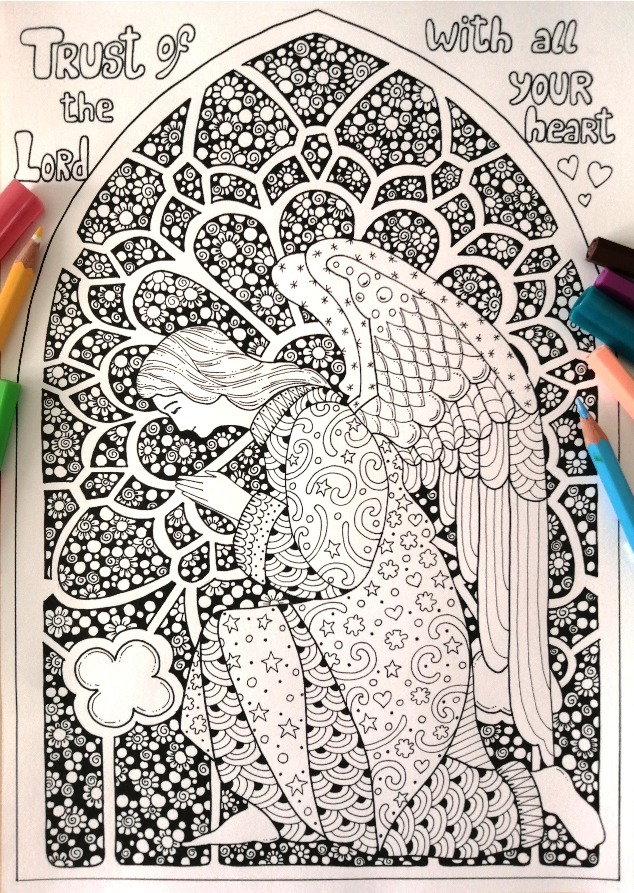 Angel Coloring Page for adult Instant Download Trust of the - Etsy Italia