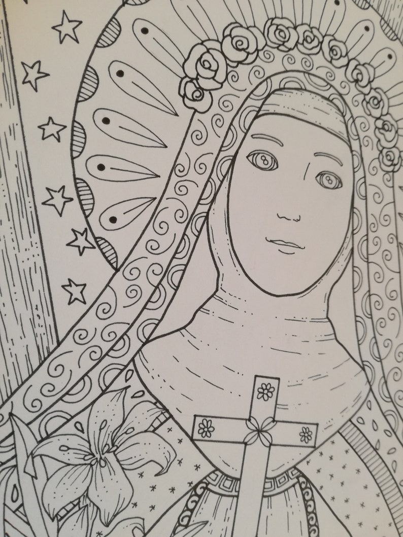 Santa Rosa From Lima Coloring Page for Adults JPG Printable | Etsy