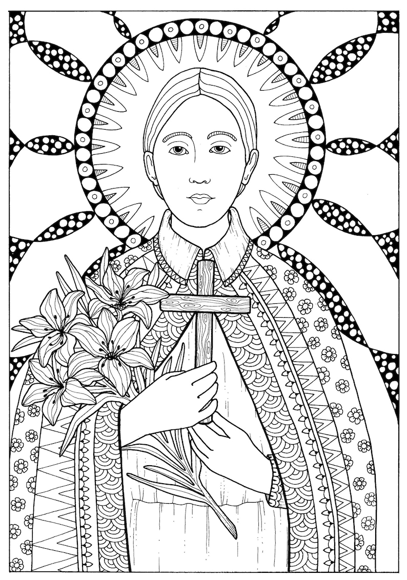 Saint Gemma Galgani. Printable Coloring Page. PDF JPG. - Etsy