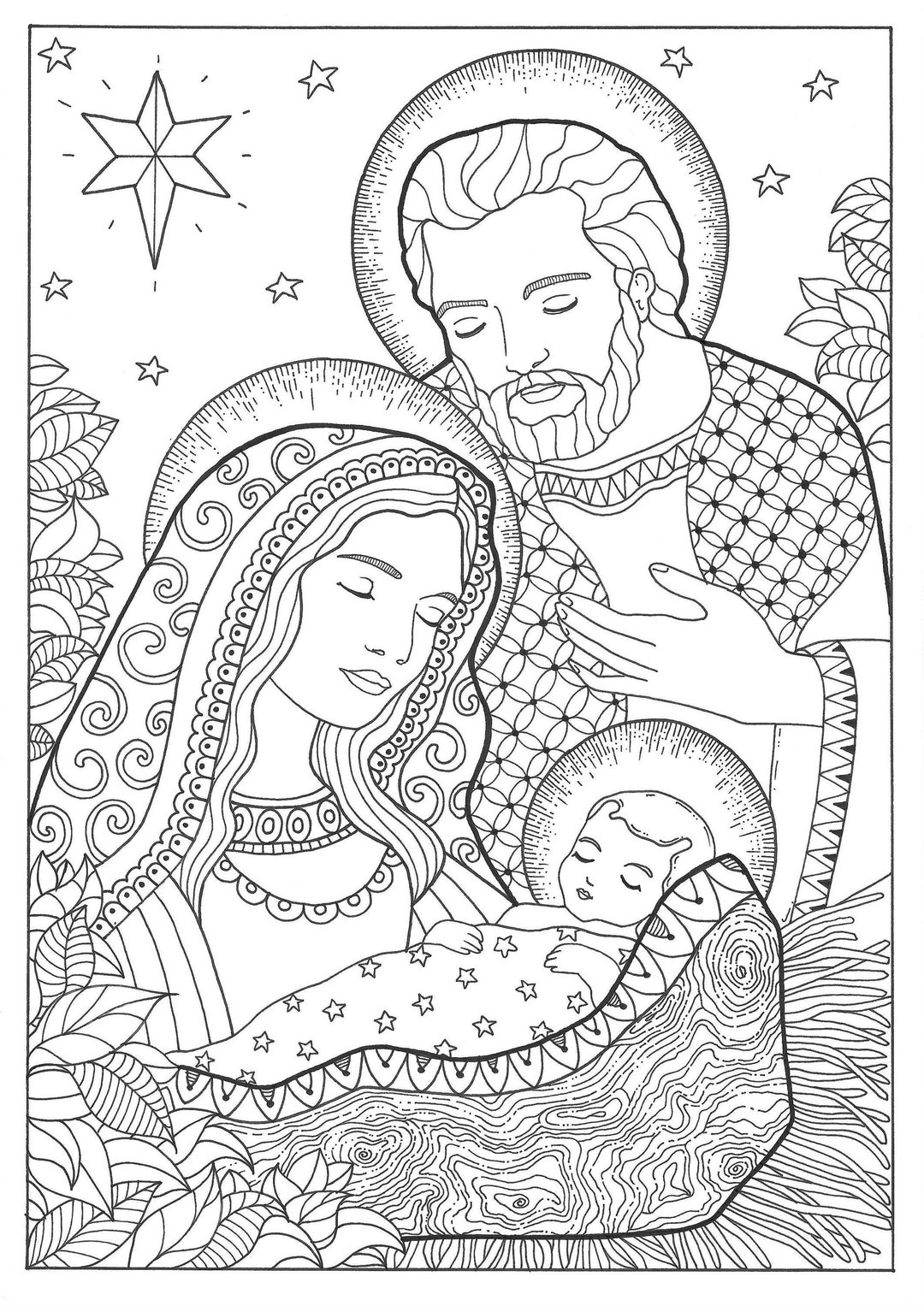 Holy Family. Printable Coloring Page. Religious Theme. PDF - Etsy Australia