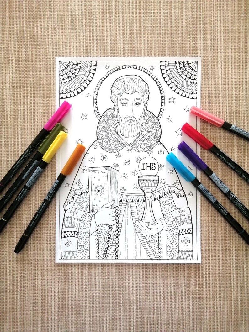 Saint Dominic. Printable Coloring Page for Adults. PDF File.devotional ...