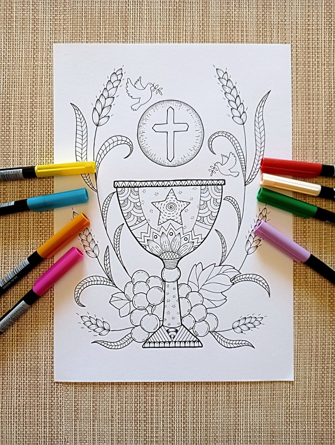 Buy Communion Chalice. Printable Coloring Page. PDF JPEG Files ...