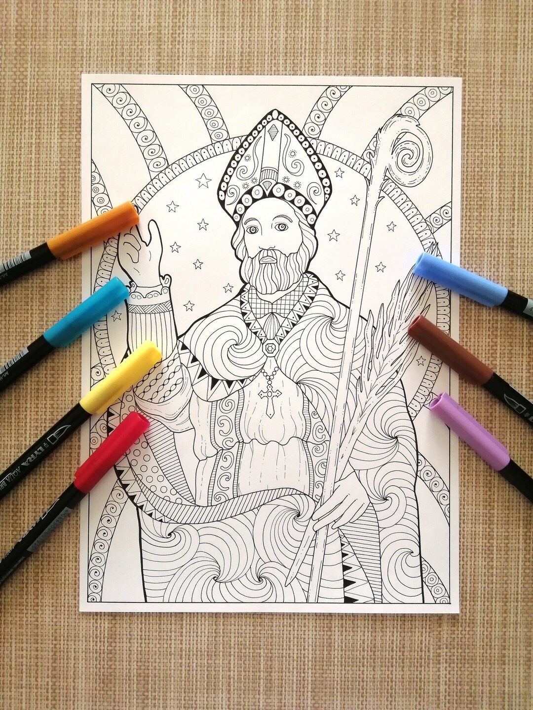 Saint Valentine. Printable Coloring Page for Adults. PDF-JPG - Etsy