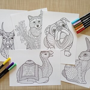 50 ANIMALS Coloring Pages. Digital Download From Bibartworkshop - Etsy