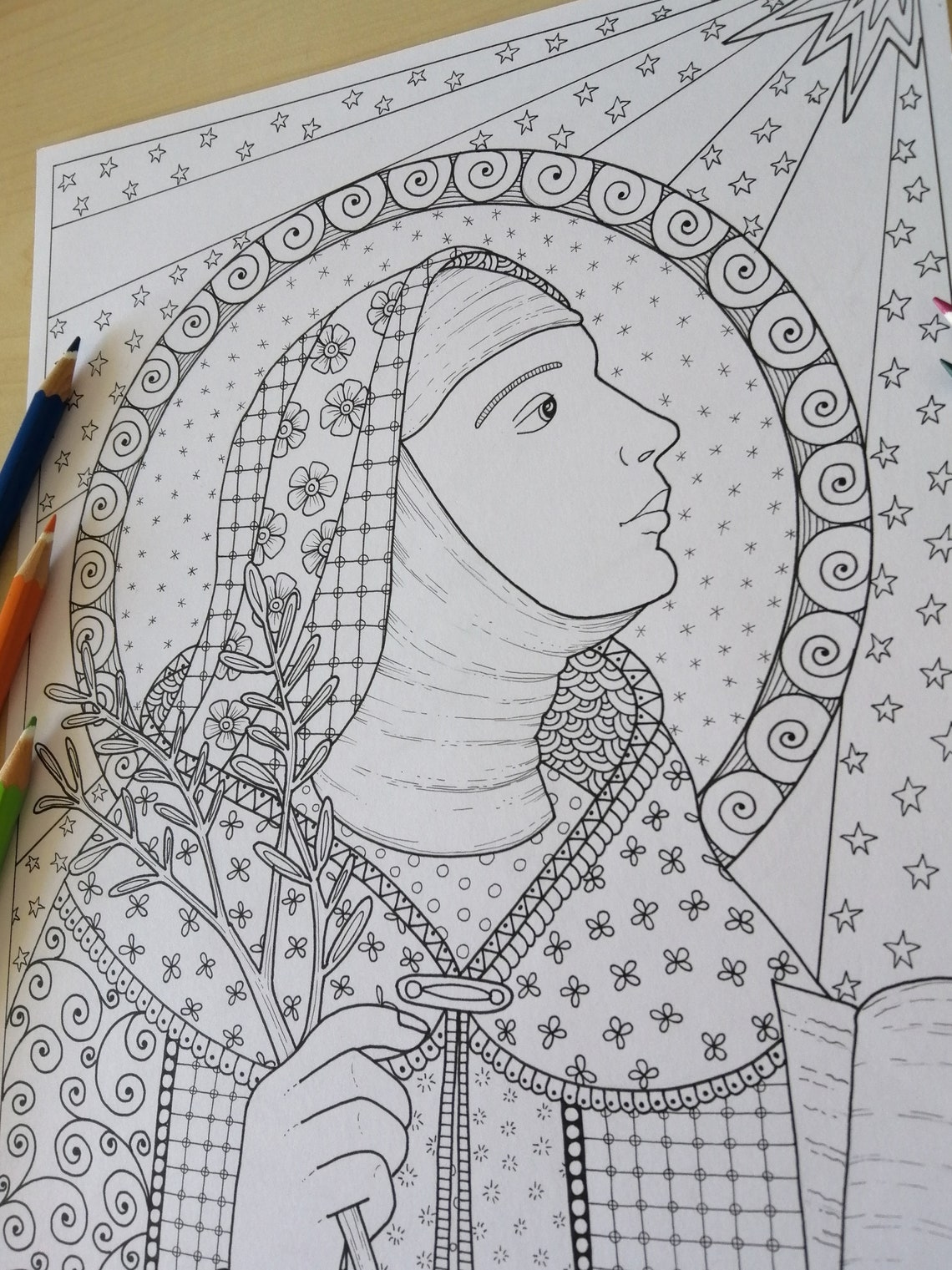 Saint Clare of Assisi Coloring Page for Adult Printable | Etsy