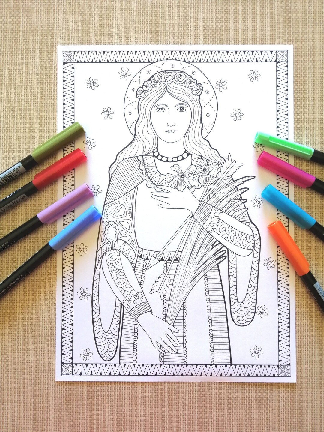 Saint Philomena. Printable Coloring Page. Virgin Martyr. Digital Art ...