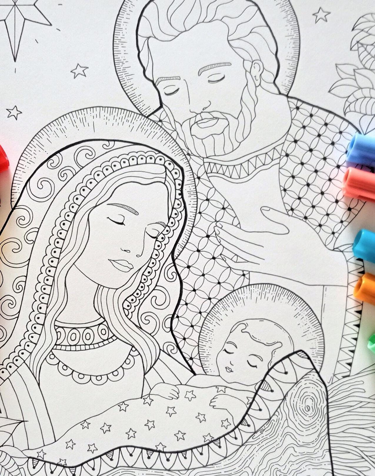 Holy Family. Printable Coloring Page. Religious Theme. PDF - Etsy
