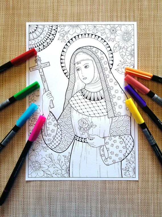 Santa Rita Da Cascia. Printable Coloring Page for Adult. PDF - Etsy