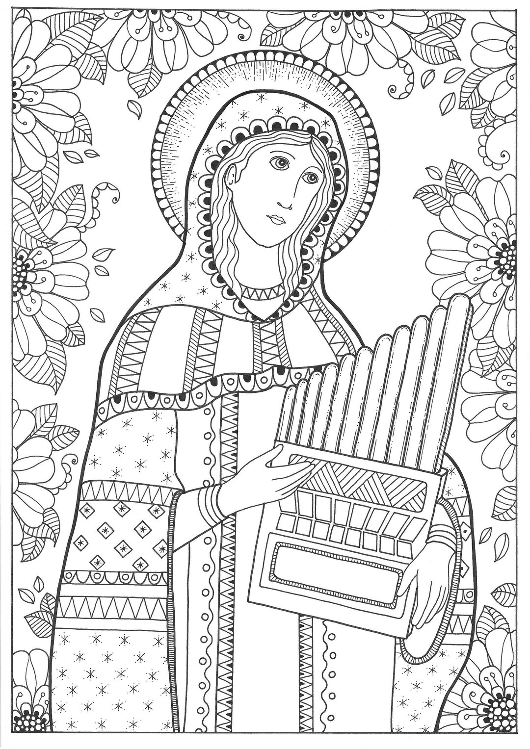 Saint Cecilia Coloring Page. Instant Download. - Etsy