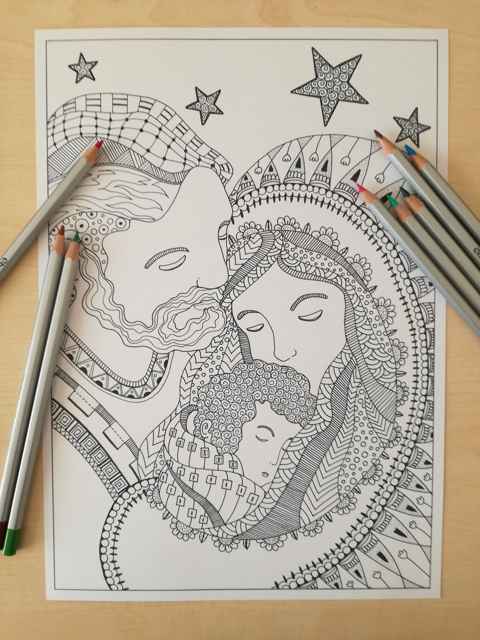 Holy Family. Printable Coloring Page. Instant Download - Etsy