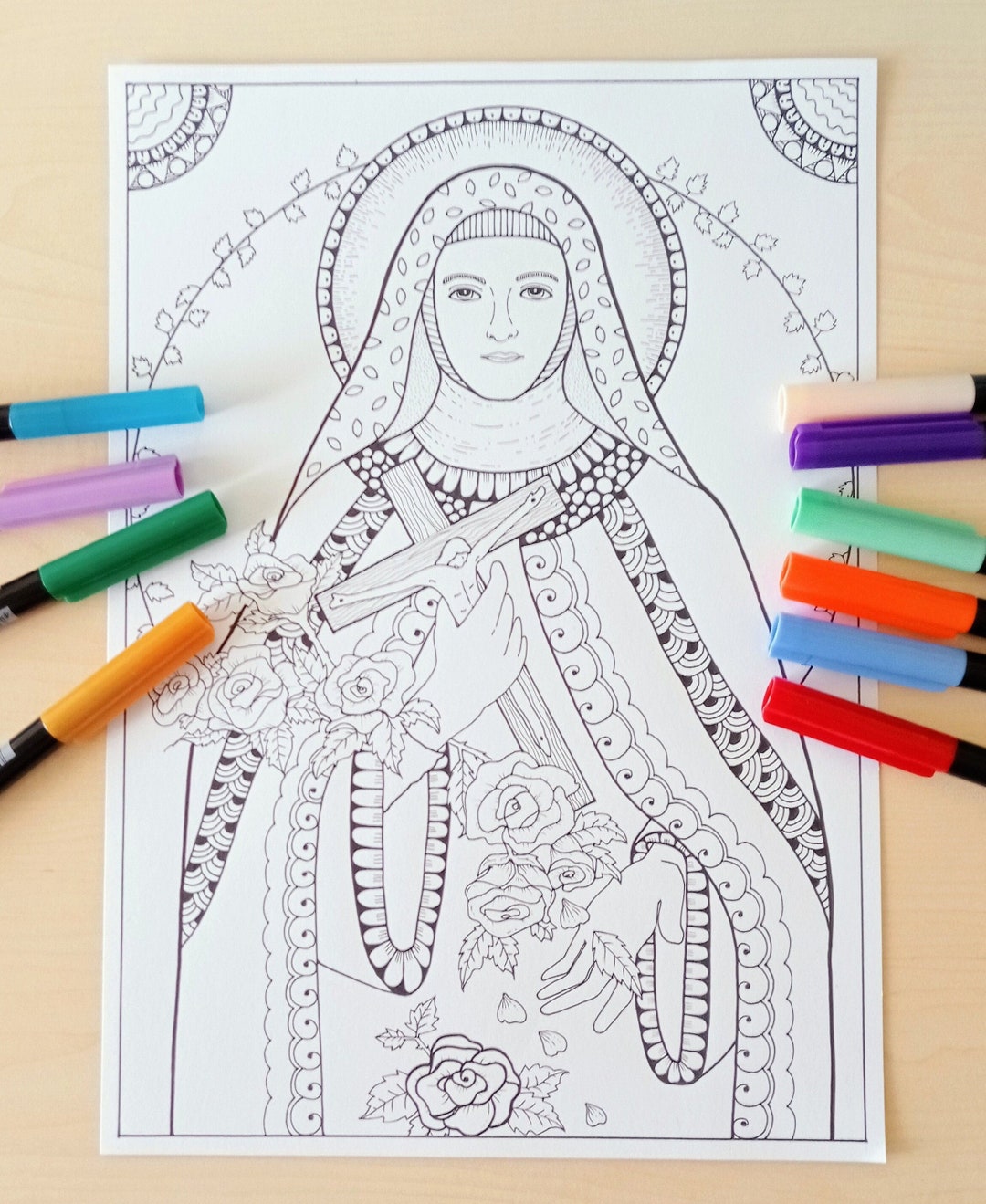 Saint Therese of Lisieux. Printable Coloring Page. PDF - Etsy