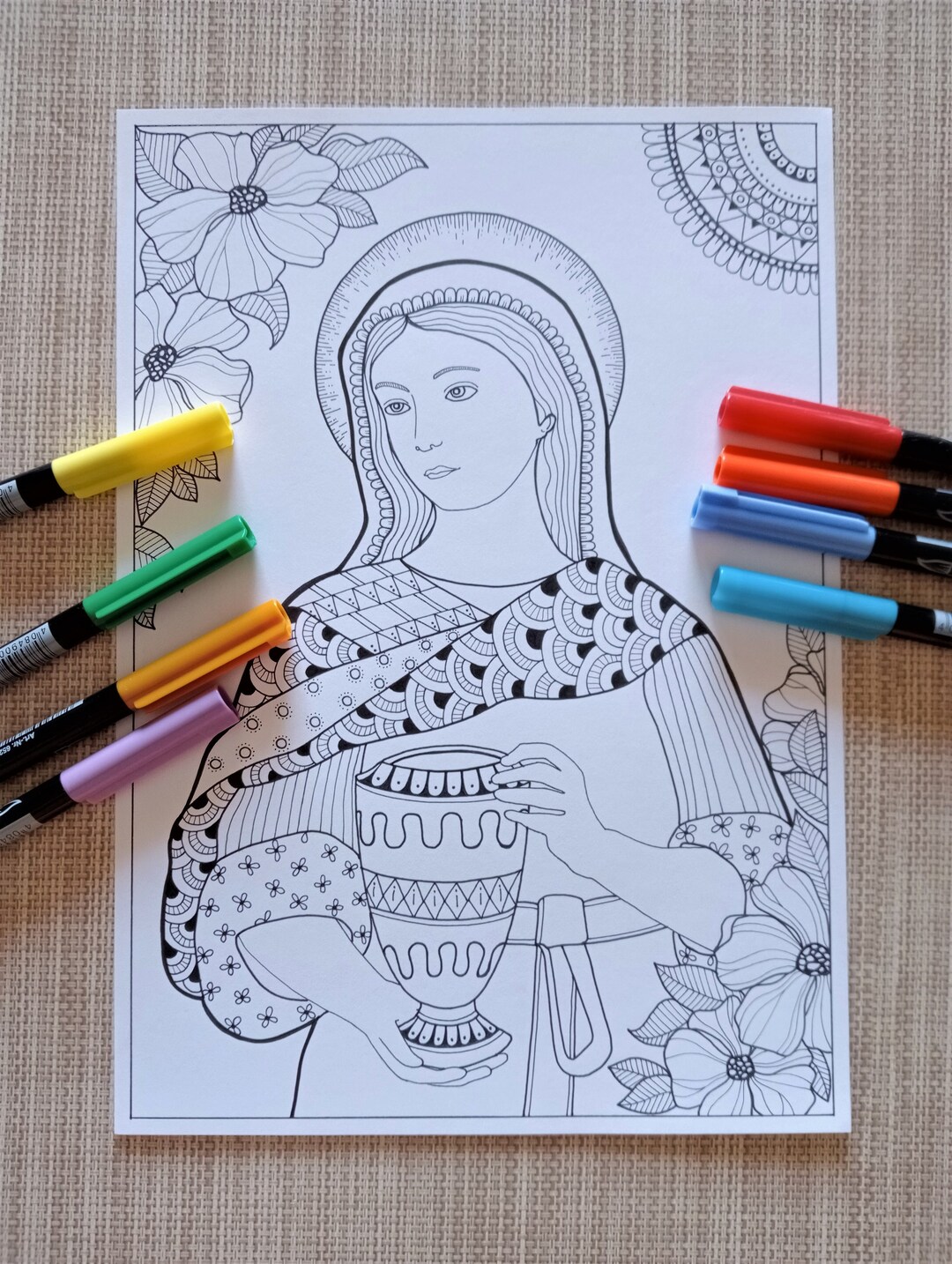 Saint Martha of Bethany. Printable Coloring Page. PDF JPG Files - Etsy