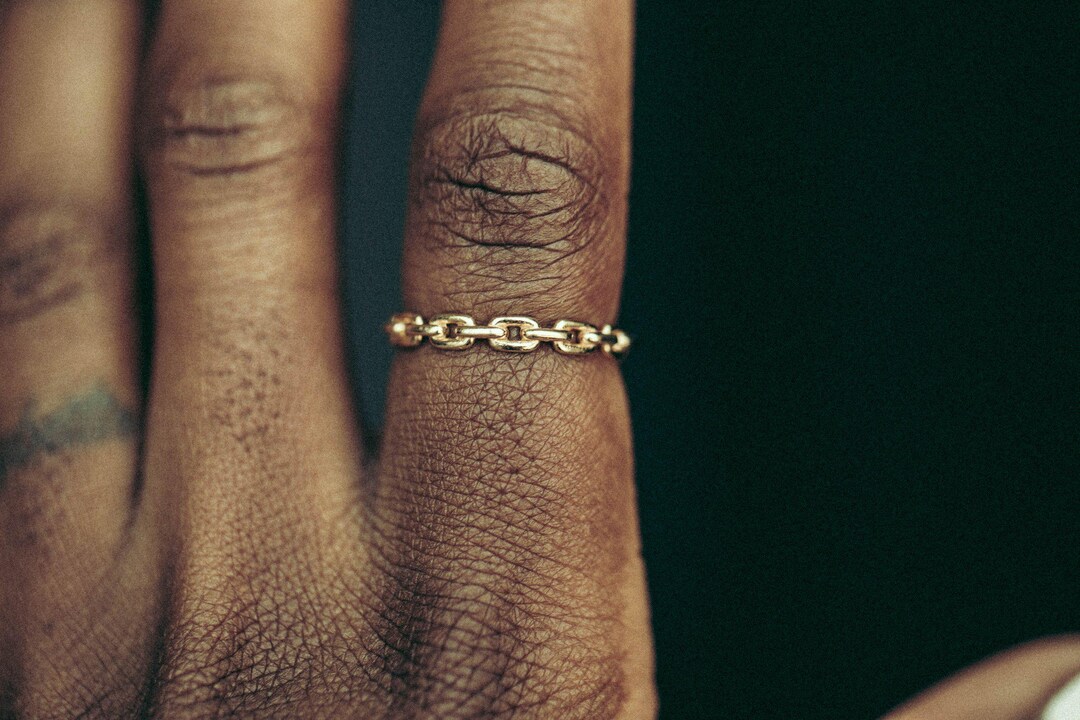 10k Solid Yellow Paper Clip Link Ring - Etsy