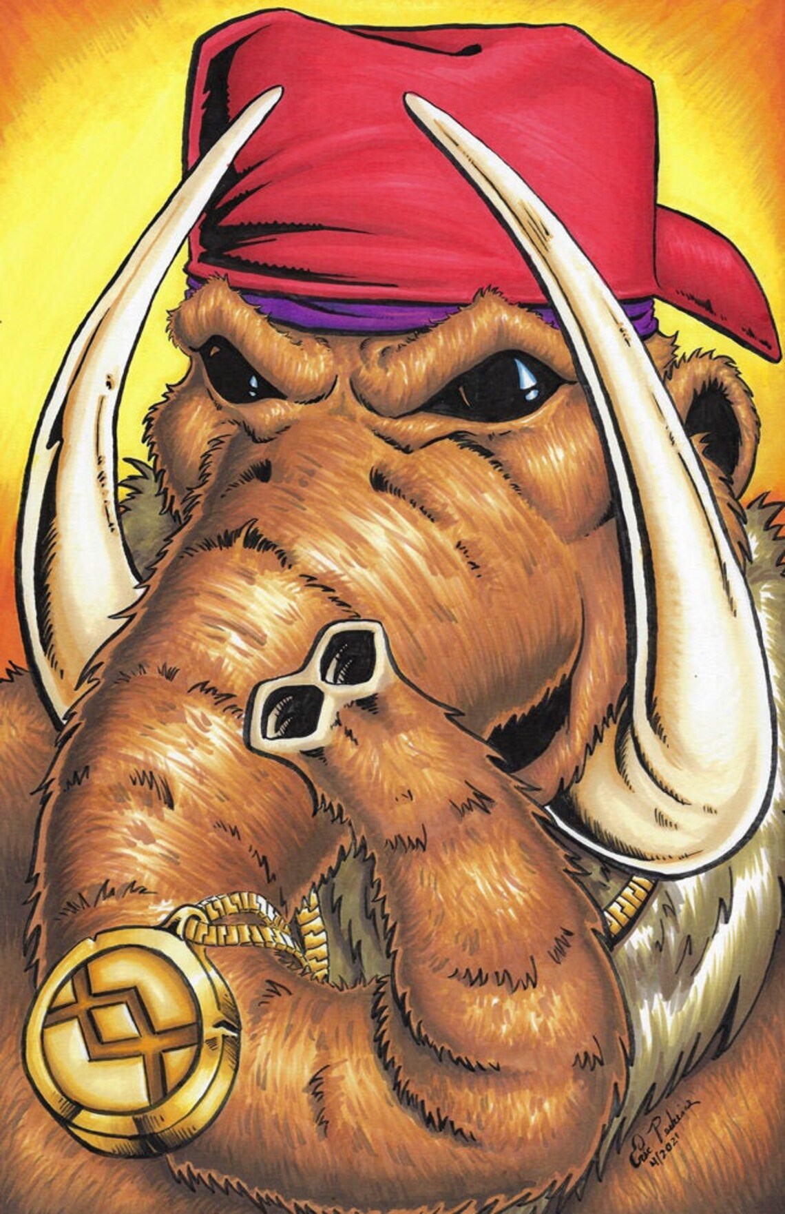 Willy Mammoth Illustration | Etsy