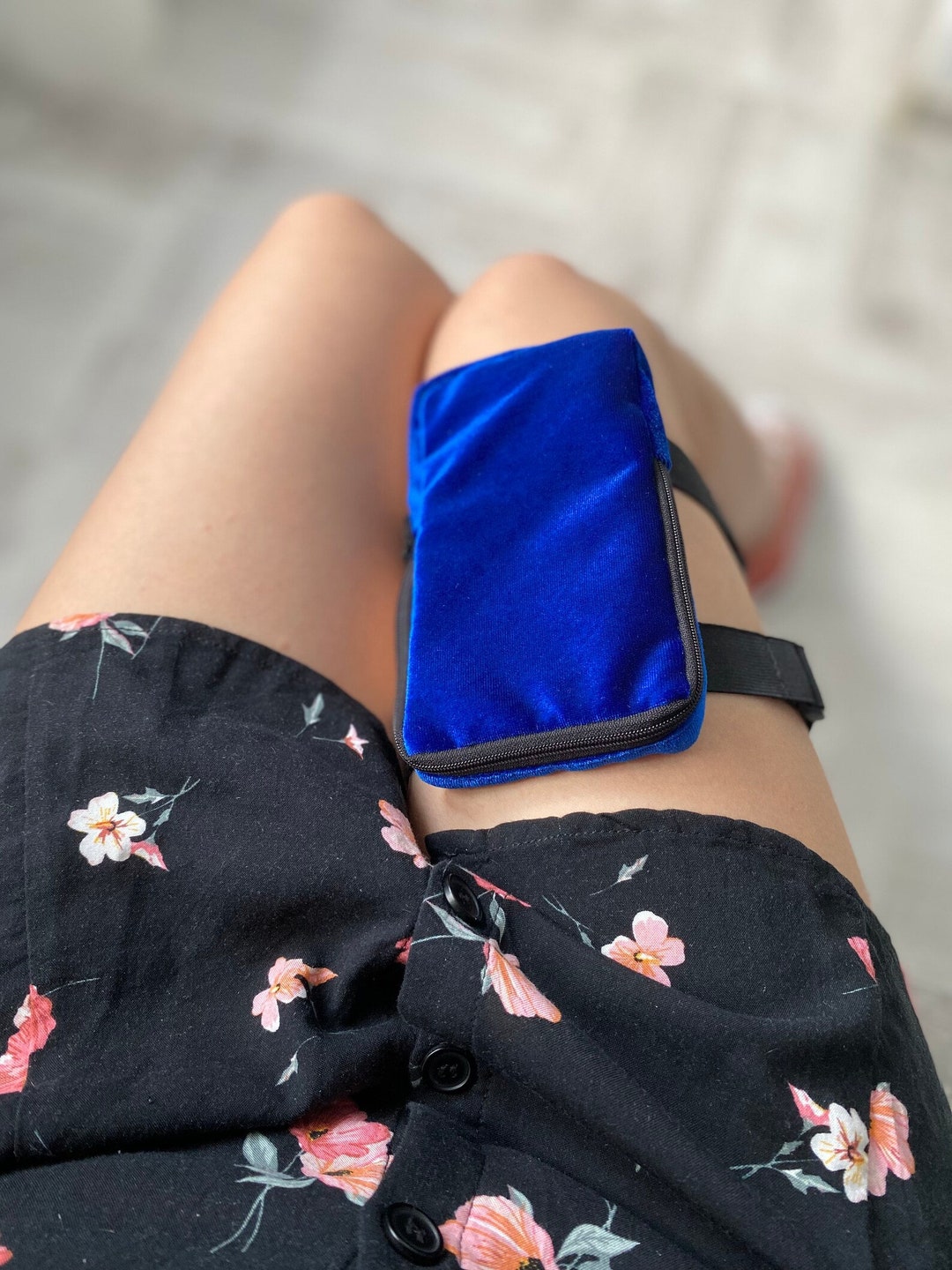 Electric Blue Velvet Leg Bag, Festival Bag, Running Bag, Work Out Leg ...