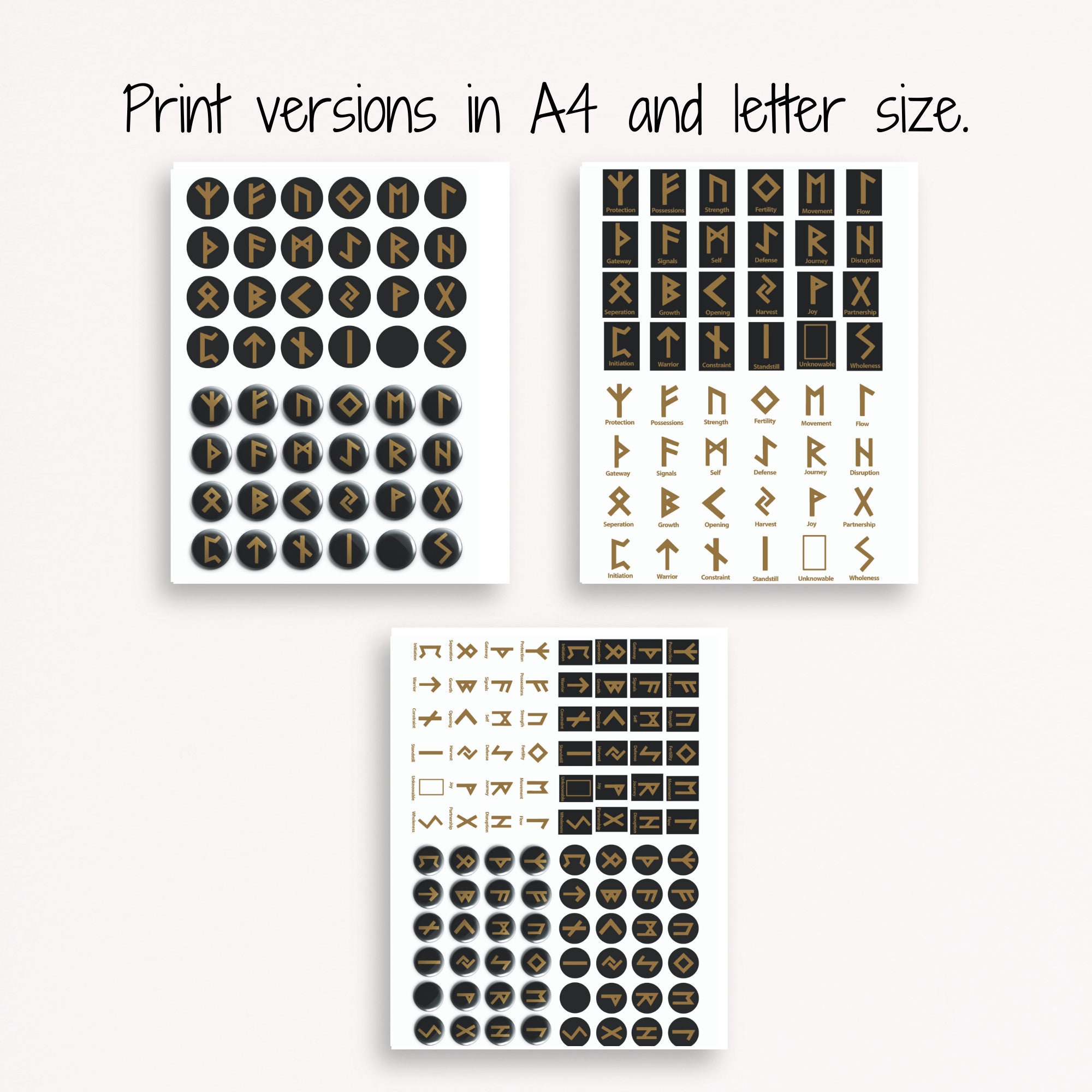 96 Rune Stone Sticker Set Norse Mythology Magic Digital - Etsy