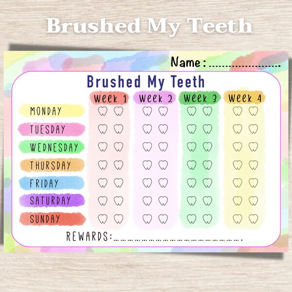 Tooth Brushing Chart - Etsy