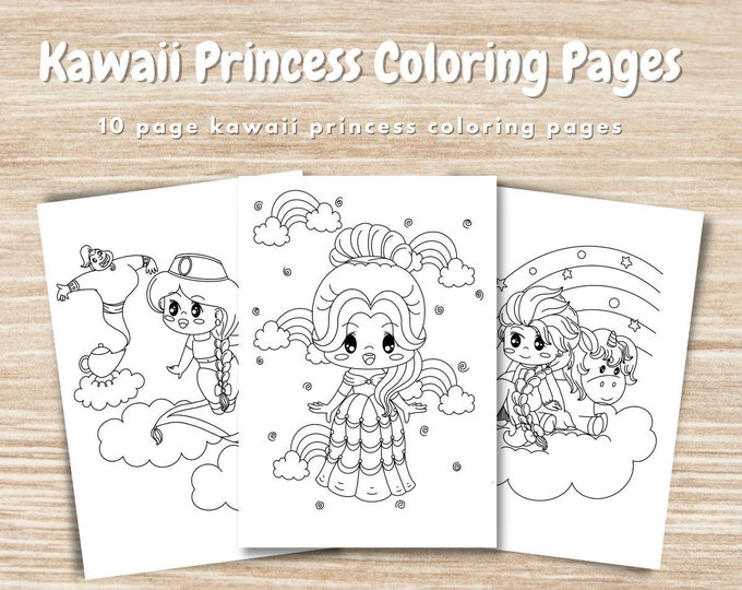 10 Kawaii Princess Coloring Page Cute Princess Coloring - Etsy