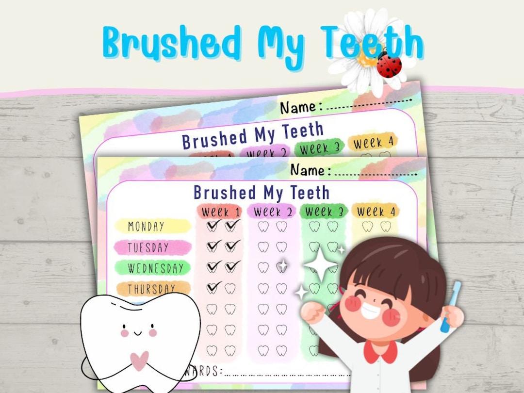 Brush My Teeth Printable, Brush Your Teeth Printable Chart, Kids Teeth ...