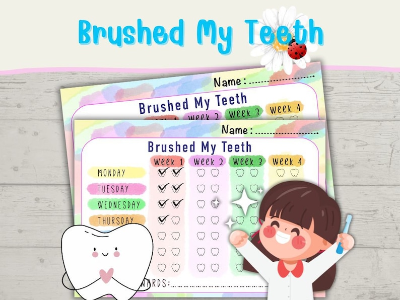 Brush My Teeth Printable, Brush Your Teeth Printable Chart, Kids Teeth ...