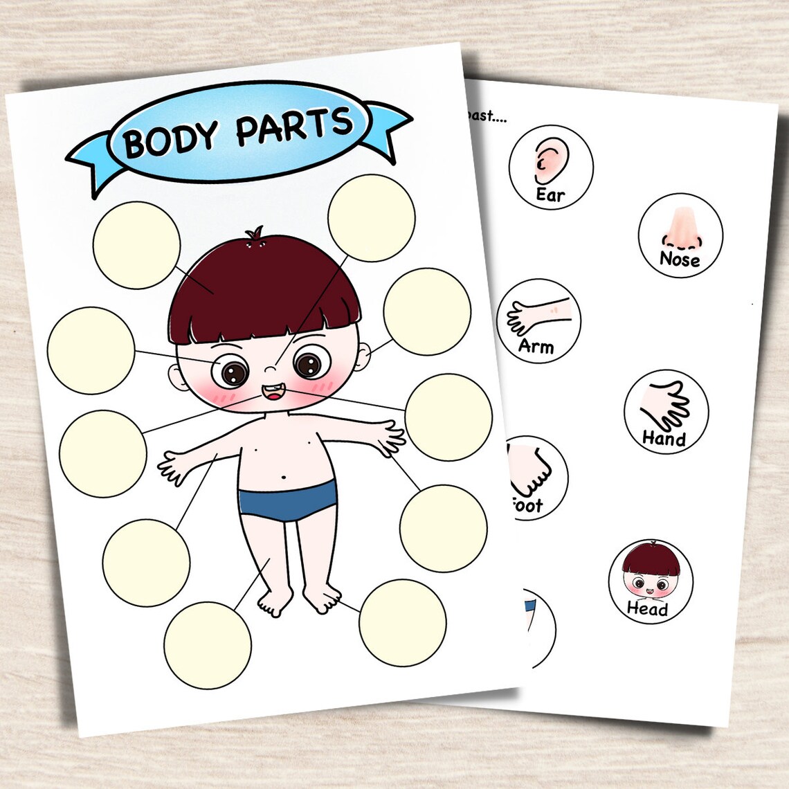 Body Parts Matching Activity Printable, Learning Binder Activity ...
