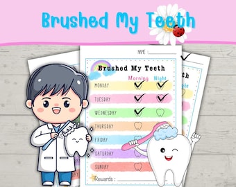 Brush My Teeth Printable, Brush Your Teeth Printable Chart, Kids Teeth ...