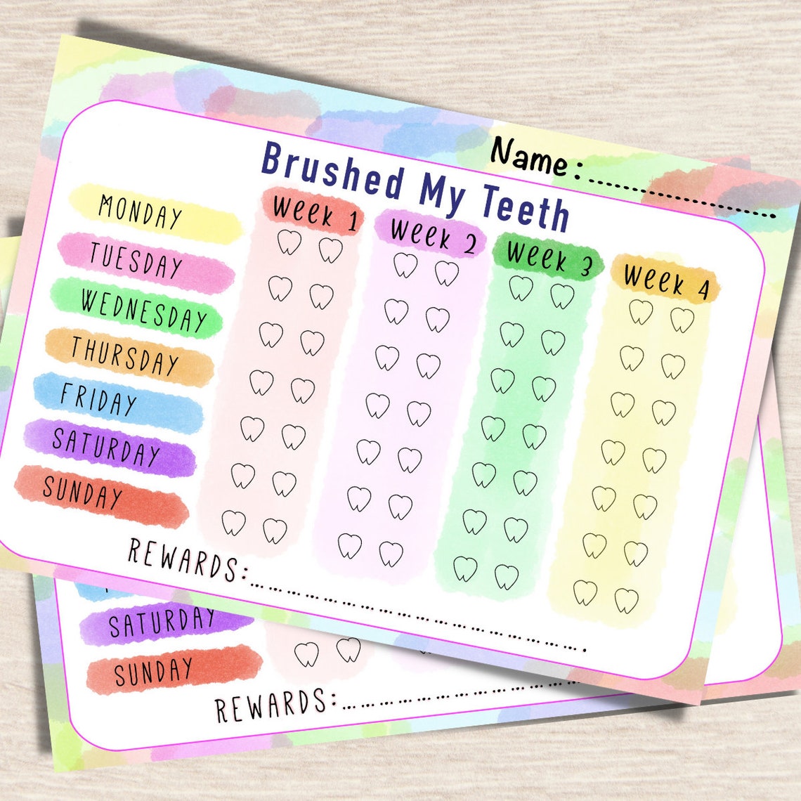Brush My Teeth Printable, Brush Your Teeth Printable Chart, Kids Teeth ...