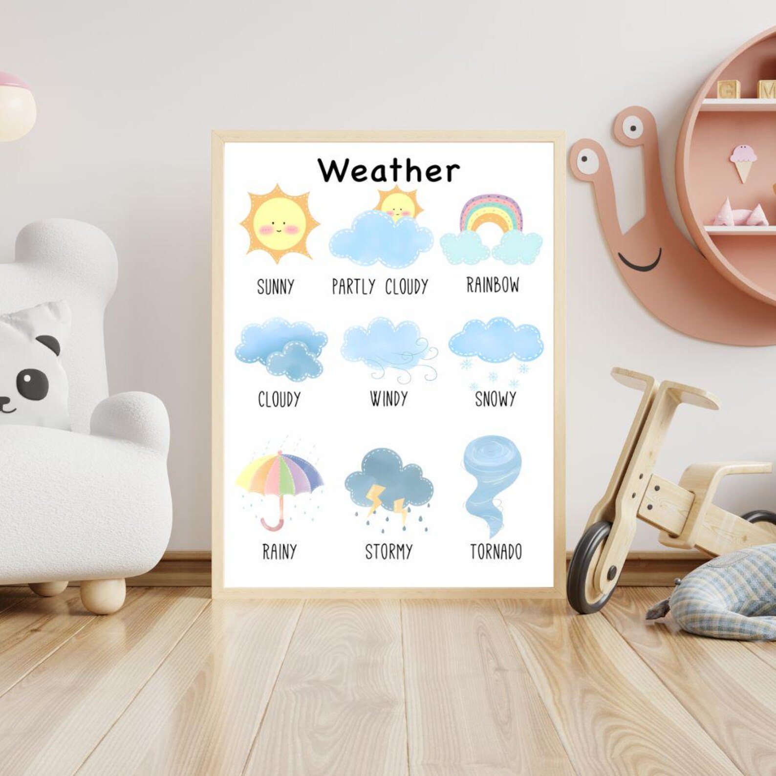 Kids Weather Poster Print/ Montessori Nursery Wall Art/ Educational ...