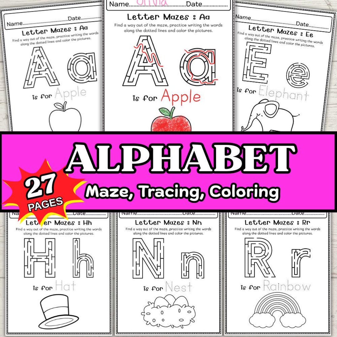 Alphabet Letter Mazes A-Z | Tracing, Coloring, Fine Motor Practice for ...