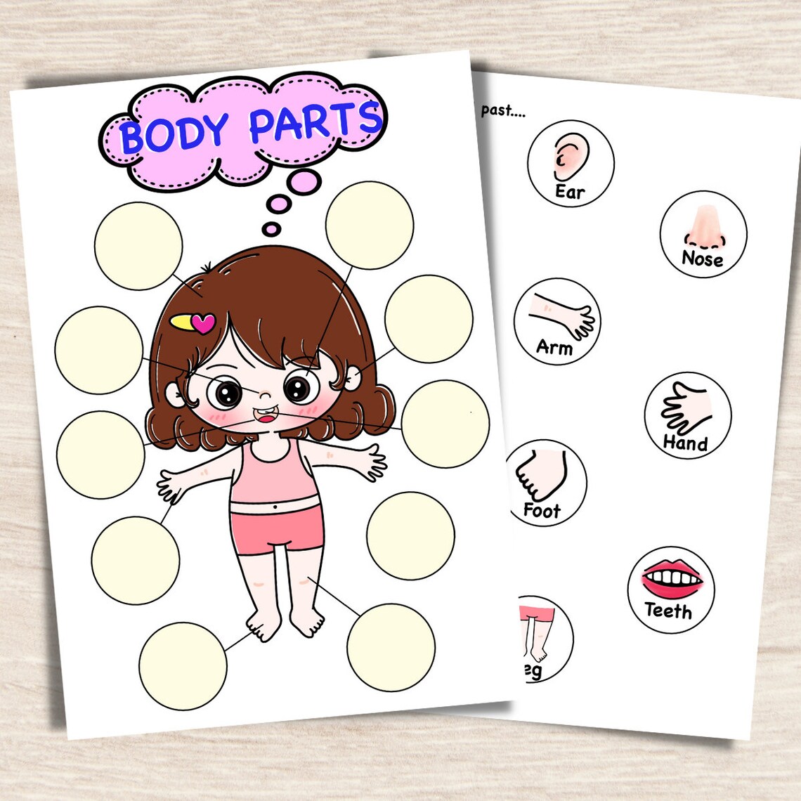 Body Parts Matching Activity Printable, Learning Binder Activity ...