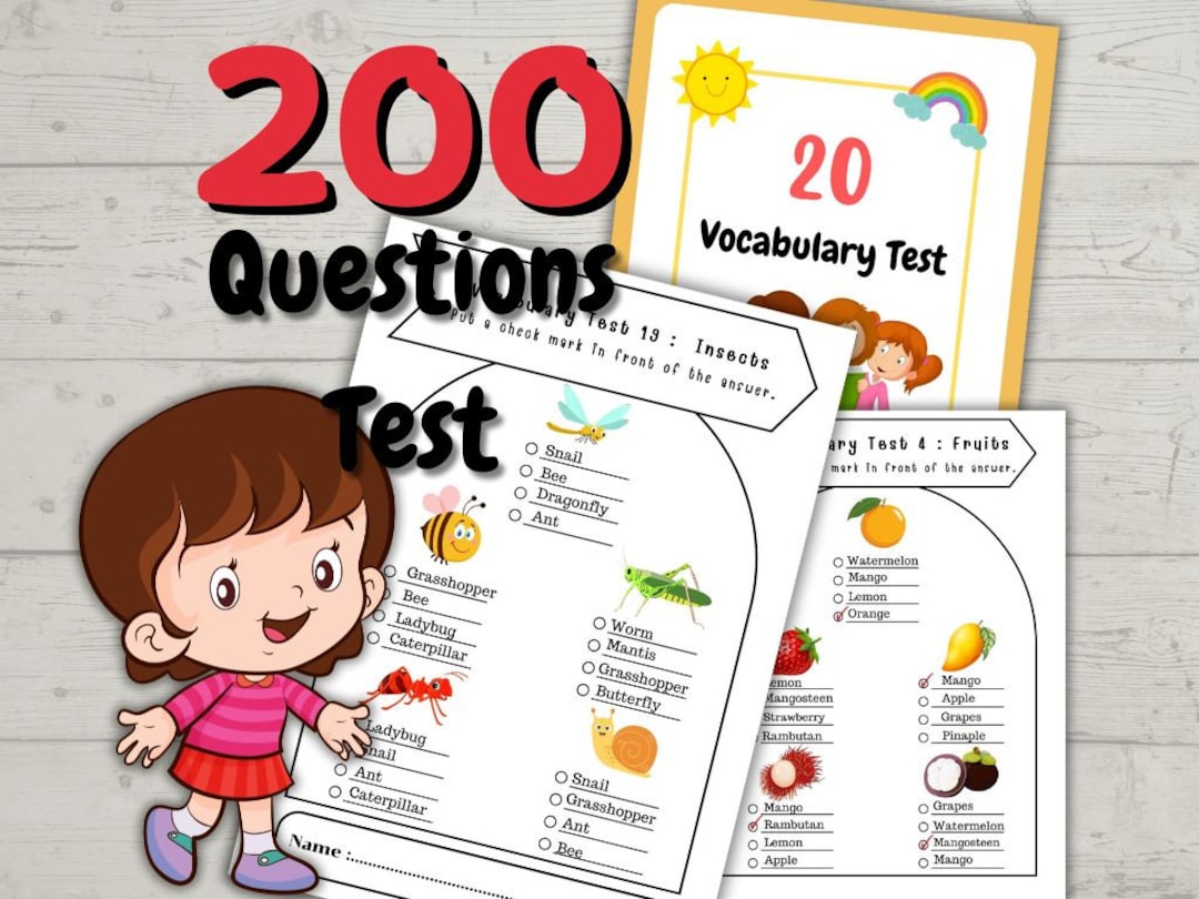 Vocabulary Test Prep Worksheets/200 Questions Test/answer Key Printable ...