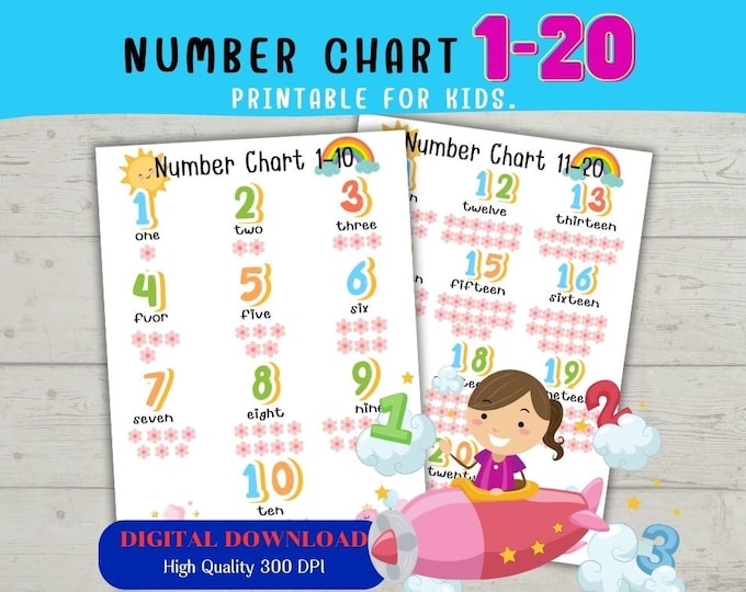 1-100 Number Chart Digital File, Learning Numbers, Homeschool Charts ...